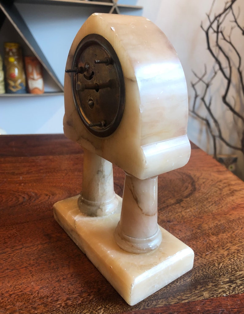 Antique 1920's Art Deco Tan Marble Desk / Mantle Clock - Etsy