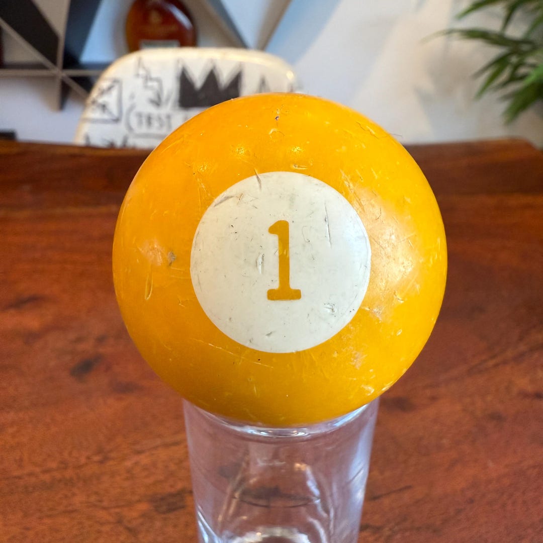 Mid Century 2.25" Number 1 Yellow Pool Ball - Number One Billiard Ball ...