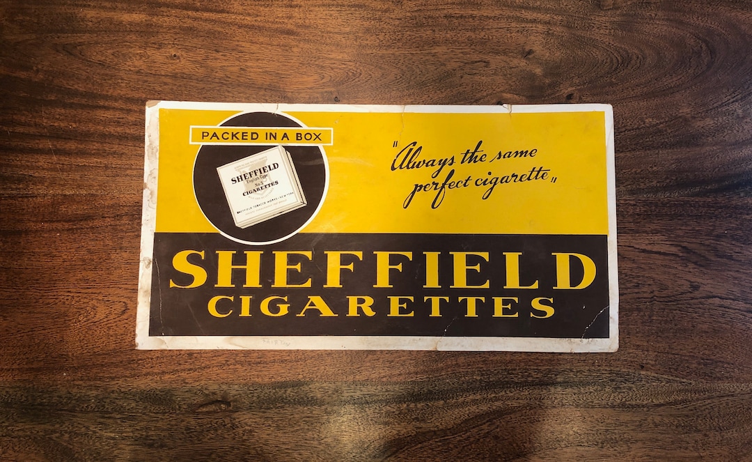 Vintage 1940's Sheffield Cigarettes Cardboard Sign 21 X 11 - Etsy