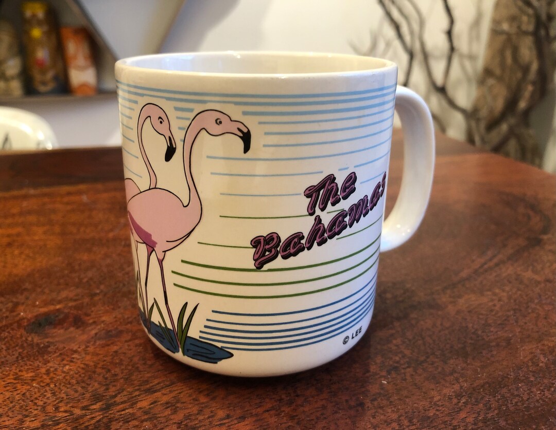 Vintage 1980's the Bahamas Souvenir 11 Oz. Coffee Mug by Lee With Pink ...