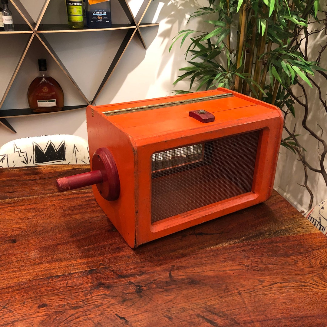 Mid Century Handmade Orange & Red Wooden Ballot Box - Vintage Wood ...