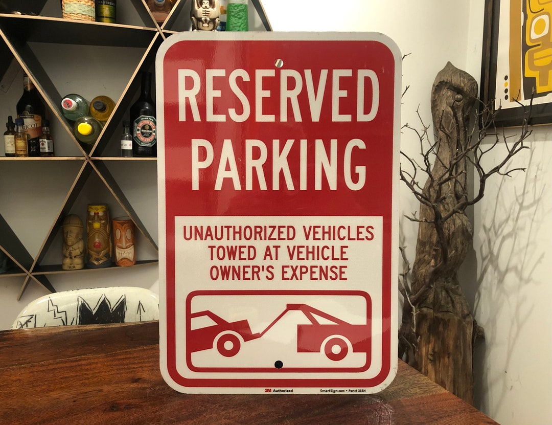 Vintage Thick Aluminum City Street RESERVED PARKING Sign - 18" X 12 ...