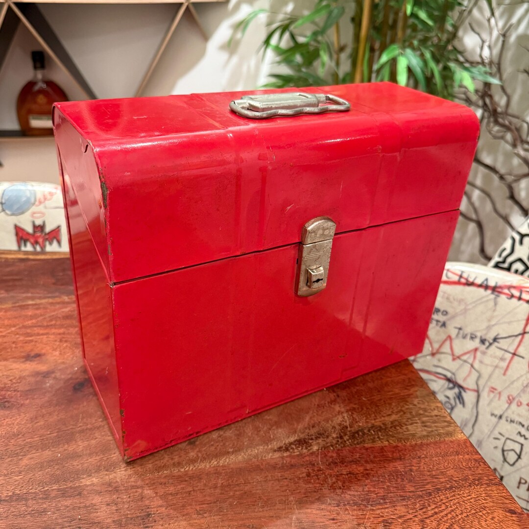 Vintage 1940s Art Deco CLIMAX Bright Red Steel Metal File Folder ...