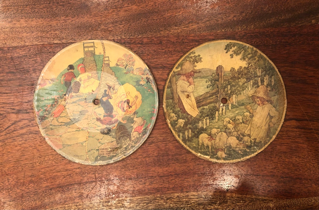 Set of 2 Antique Double Sided Nursery Rhyme Records by Pictoral Record ...