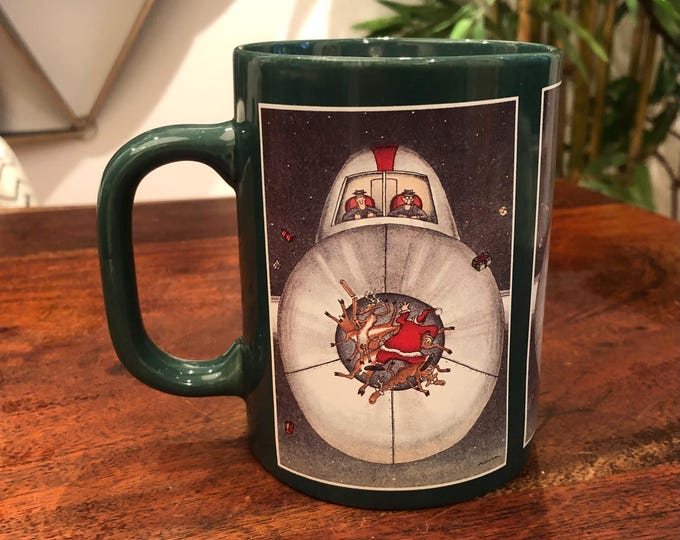 Vintage C. 1989 the Far Side Funny Airplane & Santa Claus With Reindeer ...