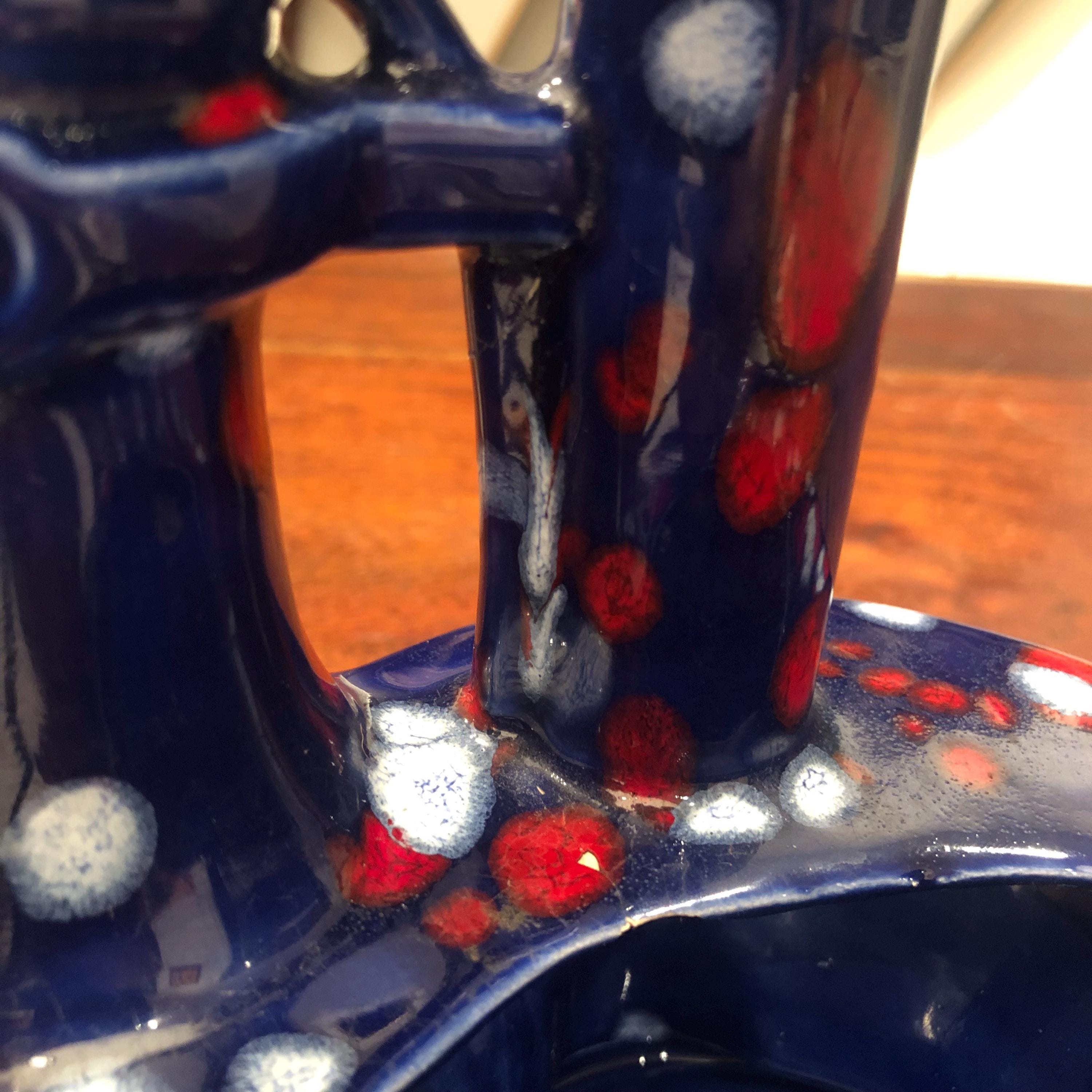 Vintage 1970's Patriotic Red White & Blue Drip Glaze Ceramic Antique ...