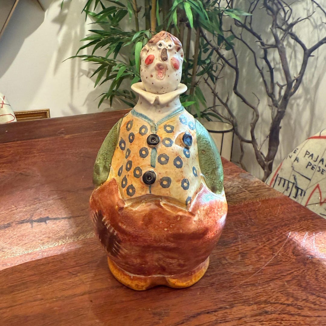 Mid Century Italian Hand Painted Clay Pottery "fat Man" 15 Oz. Liquor ...