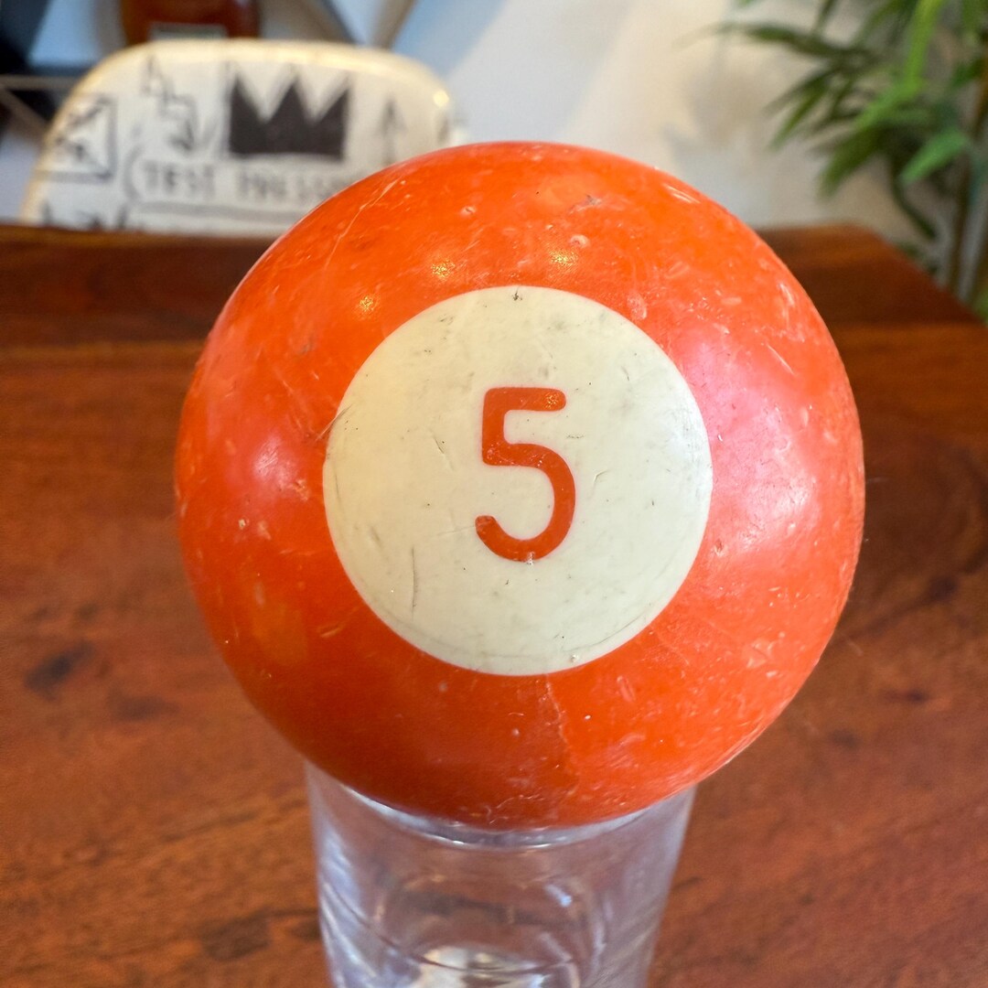 Mid Century 2.25" Number 5 Orange Pool Ball - Number Five Billiard Ball ...
