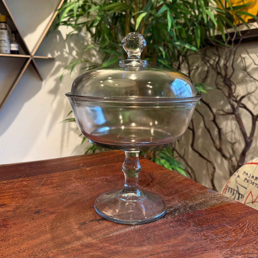 Antique 1800's Victorian Glass Compote / Pedestal Candy Dish With Lid ...