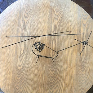 Mid Century Modern Black Wire Helicopter Sculpture 26.5 Long Whirlybird ...