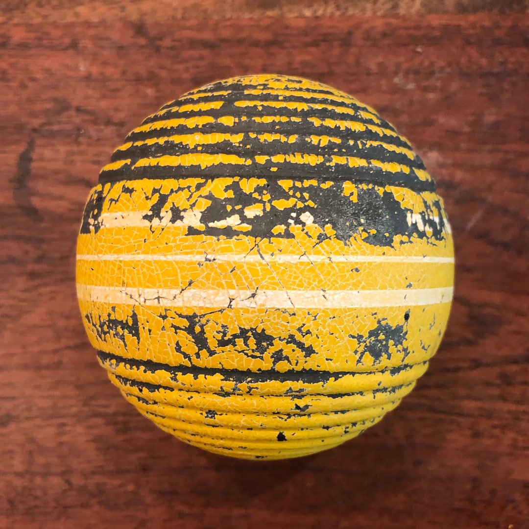 Vintage Hunter Yellow & White Wood Composite Croquet Ball - 3.25" - Mid ...