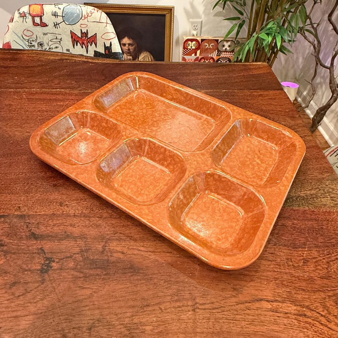 Mid Century C. 1951 United States Army Mottled Brown Melamine Mess Hall ...