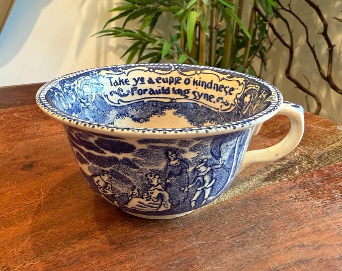 Antique 1930's British Auld Lang Syne Blue Transferware 24 Oz ...