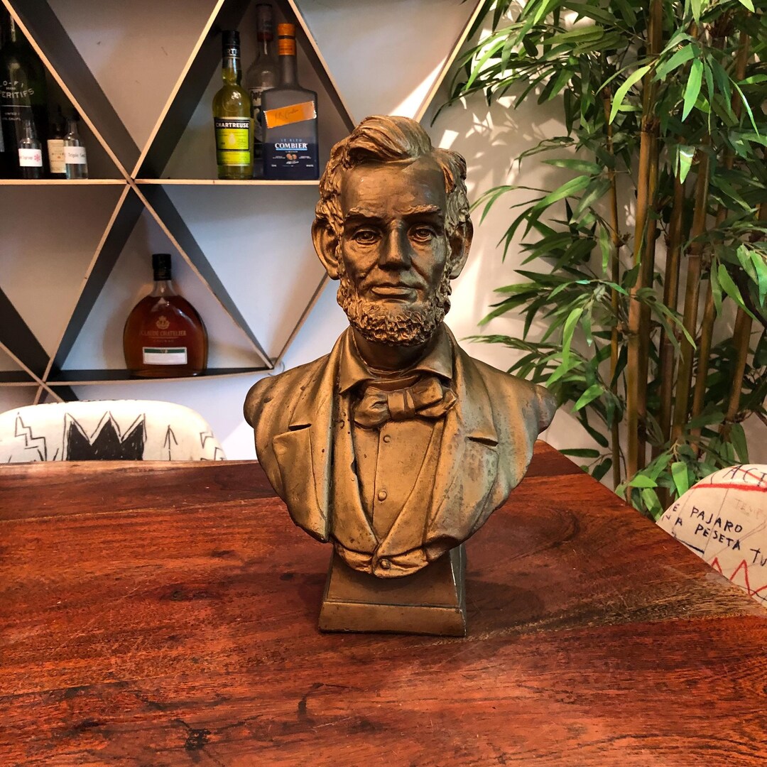 Vintage C. 1972 Solid Plaster President Abraham Lincoln 13 Gold Bust by ...