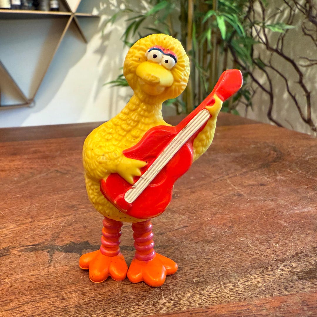 Vintage 1980's Sesame Street Hard Rubber Big Bird With Guitar Miniature ...