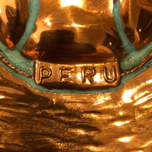 Vintage Solid Copper PERU Ancient Tribal Mask Souvenir Wall Hanging ...