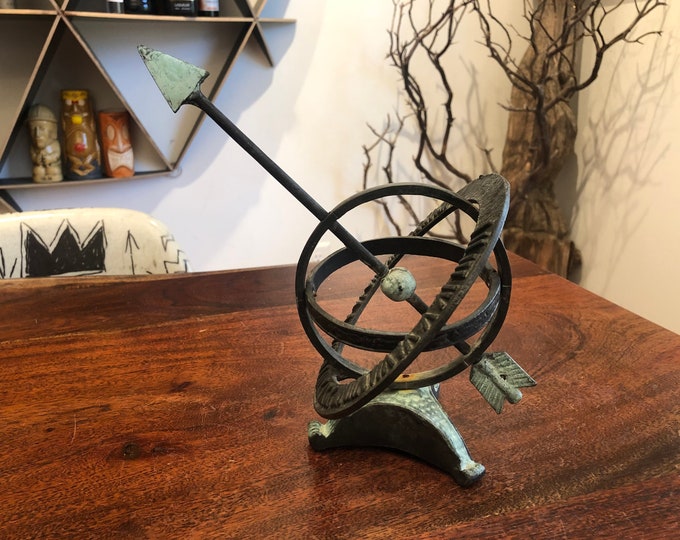 Vintage Cast Iron Armillary Sun Dial Figurine Vintage Yard Art Vintage ...