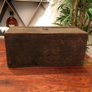 Antique 1900's 10" Metal Bank Lock Box - No Key - Vintage Banking Bank ...