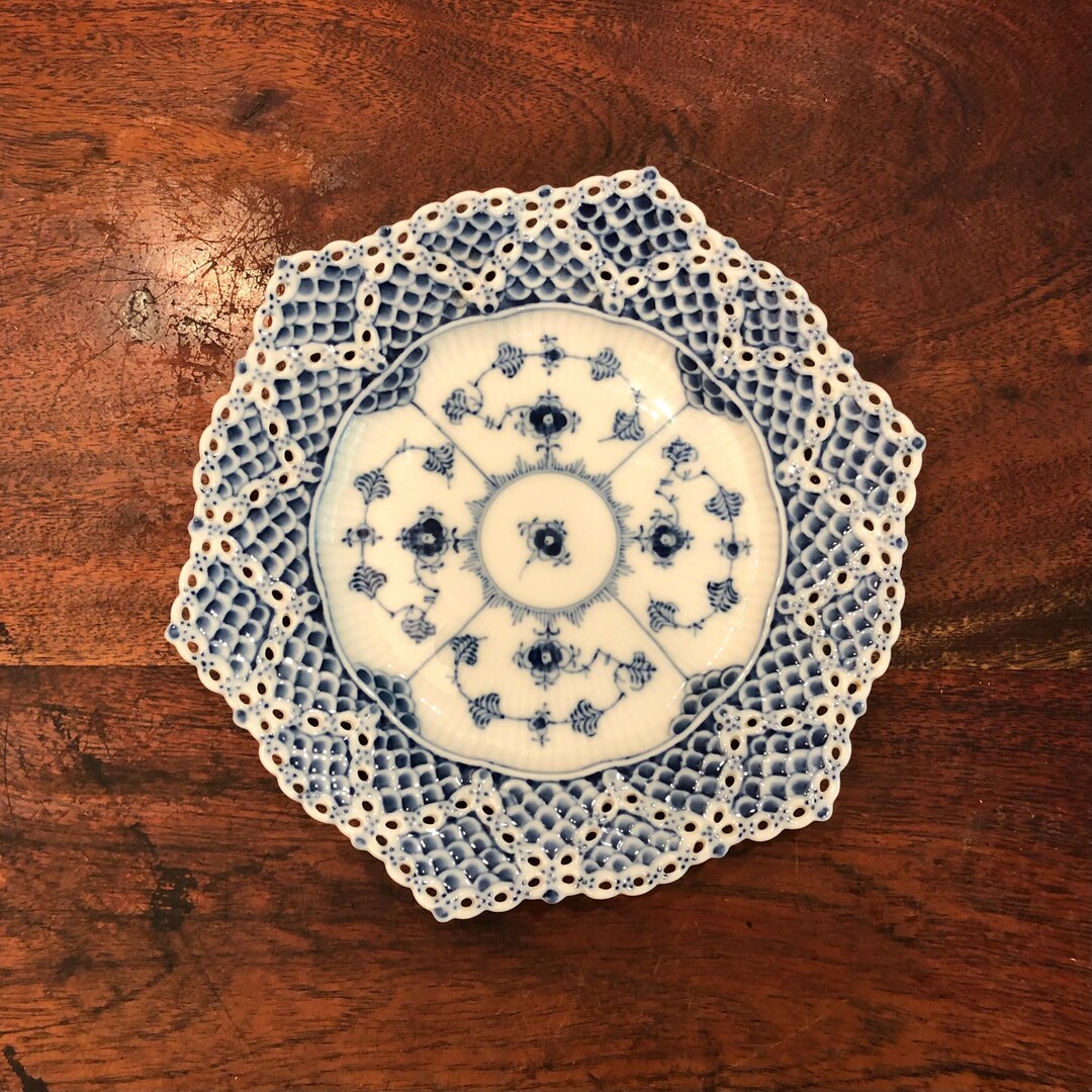 Antique C. 1894 - 1900 Royal Copenhagen Denmark Blue Fluted Double Lace ...