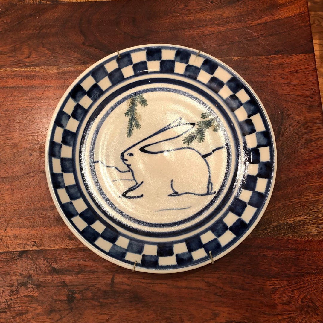 Vintage Signed & Hand Painted Stoneware Pottery 12-7/8 Platter With ...