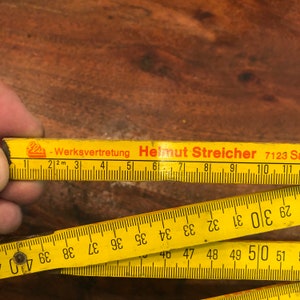Mid Century German Wood & Metal 2 Meter Extension Yellow Yardstick by ...