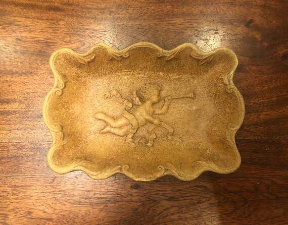 Vintage Crushed Pecan Shell Decorative Cherub Bowl by Multi - Etsy