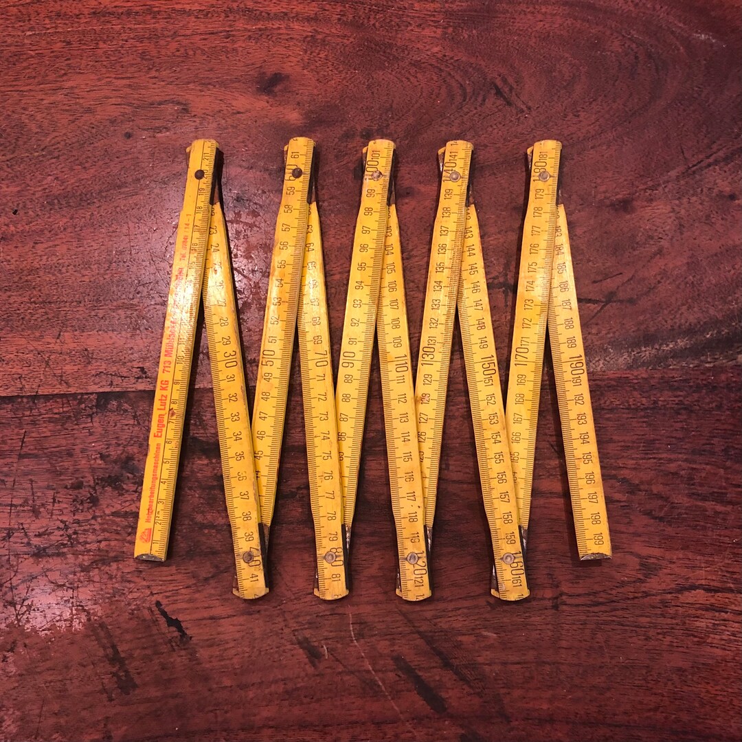 Mid Century German Wood & Metal 2 Meter Extension Yellow Yardstick by ...