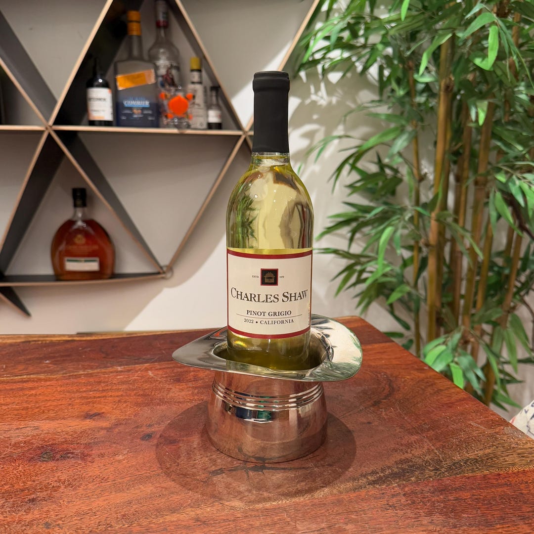 Vintage Thick Silver Metal Top Hat Champagne / Wine Bottle Holder ...