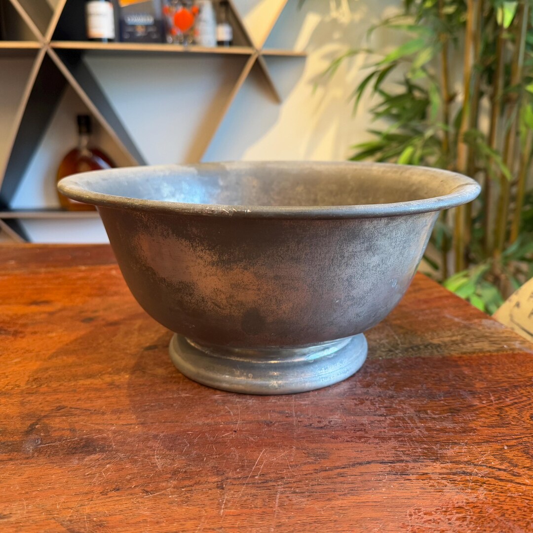 Antique Dutch Pewter Colonial Reproduction 10.5" Footed Bowl by KMD ...