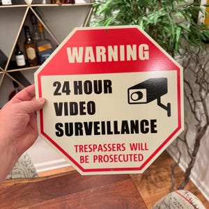 Vintage 1980s Metal Security Camera 24 Hour Surveillance Sign and 2 ...