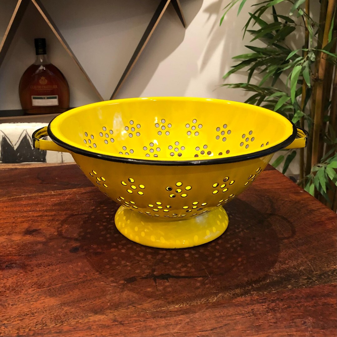 Mid Century 1960's Japanese Bright Yellow & Black Enamelware Food ...