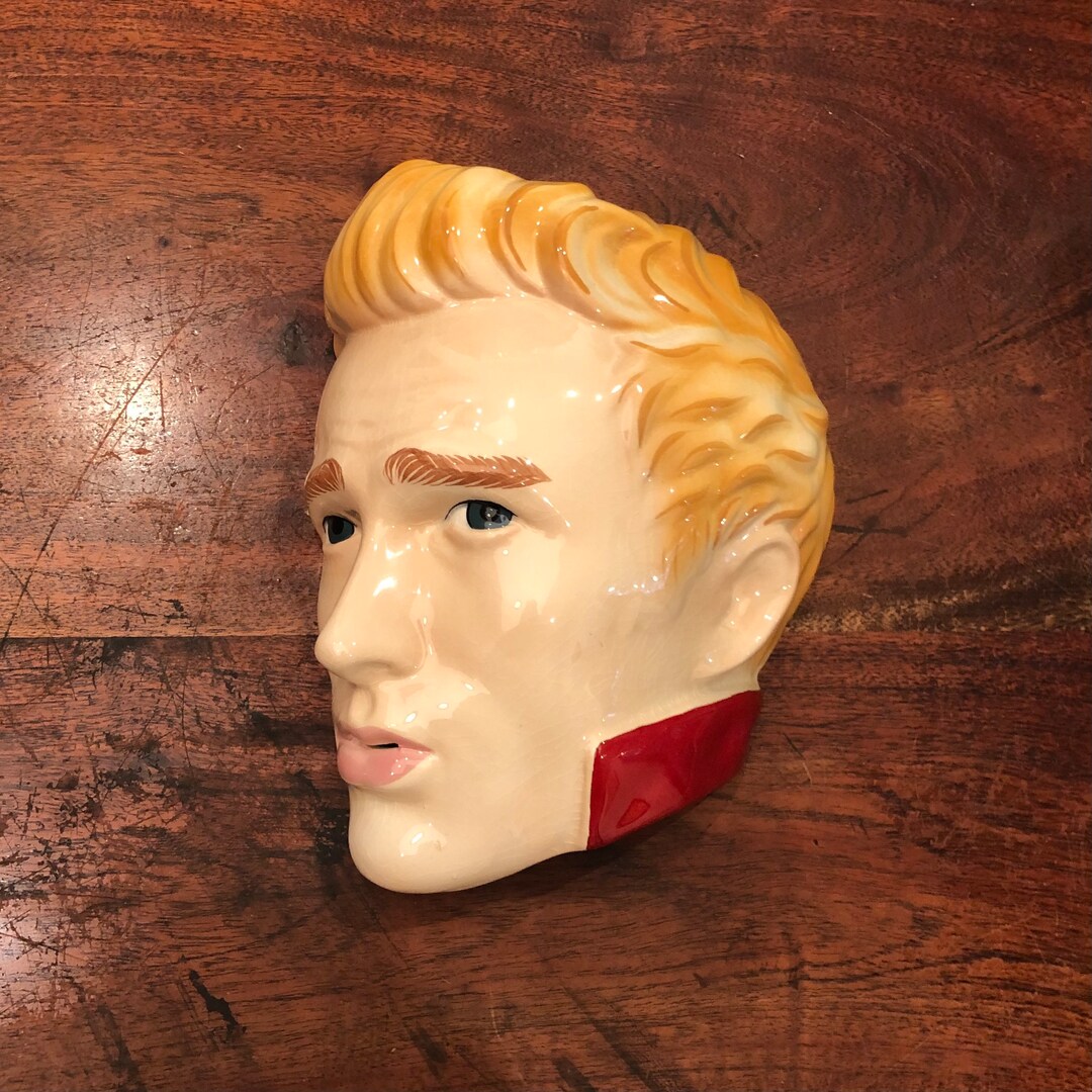 Vintage C. 1988 James Dean Head Glazed Ceramic Wall Hanging by Clay Art ...