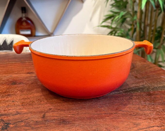 Vintage 1970's Enzo Mari Le Creuset FRANCE 22 La Mama Orange Enamelware ...