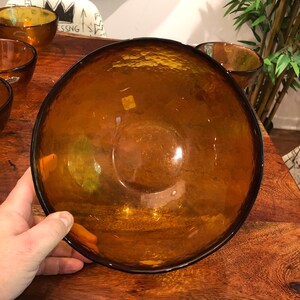 Set of 5 Mid Century BLENKO HANDCRAFT Amber Salad Bowl Set With ...