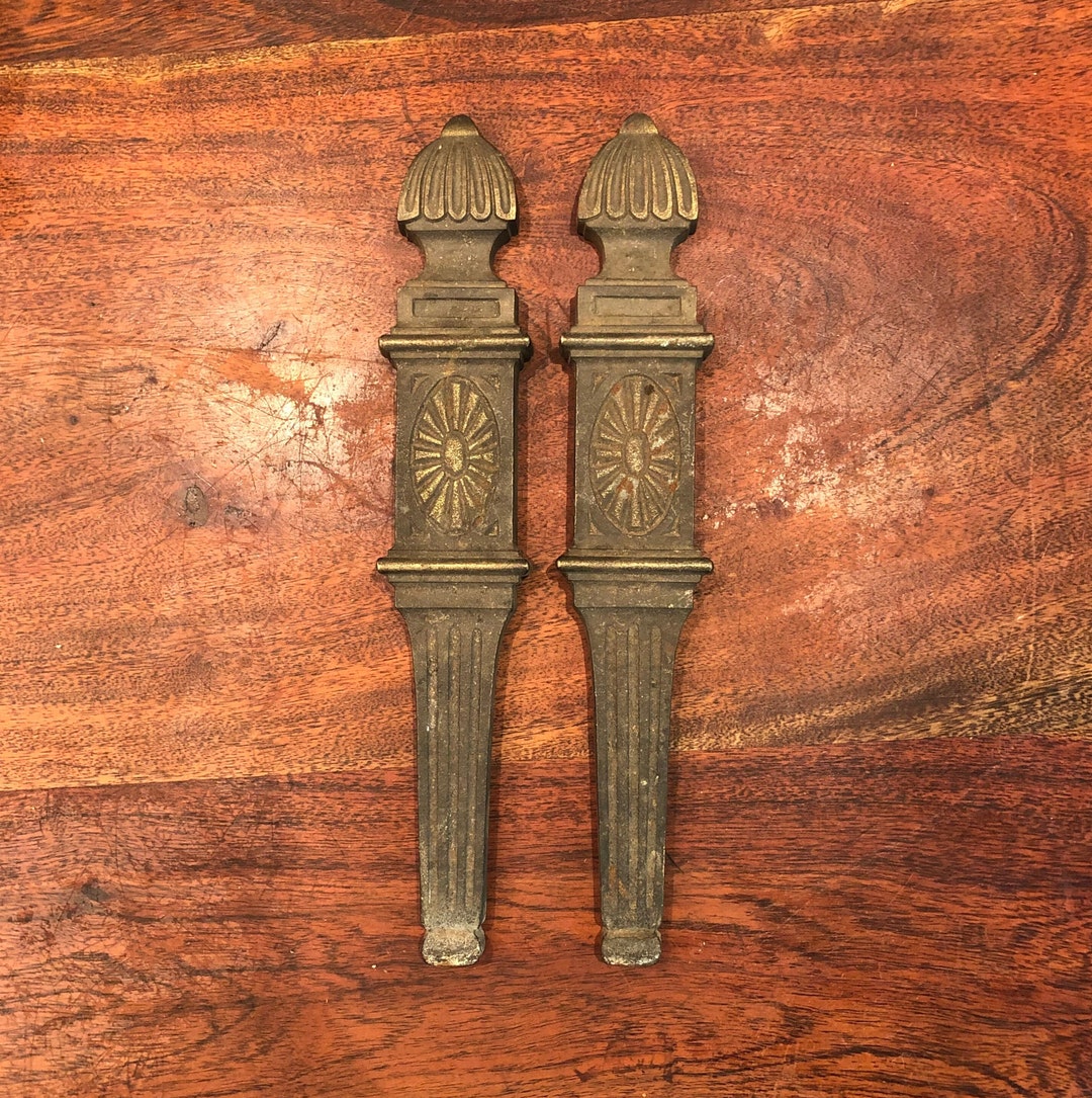 Antique Brass Plated Iron Andiron Front Parts - Vintage Metal Art Parts ...