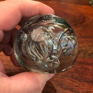 Vintage Signed & Handmade Clear Bubble Glass Paperweight Desk Office Accessories Desk Supplies ...
