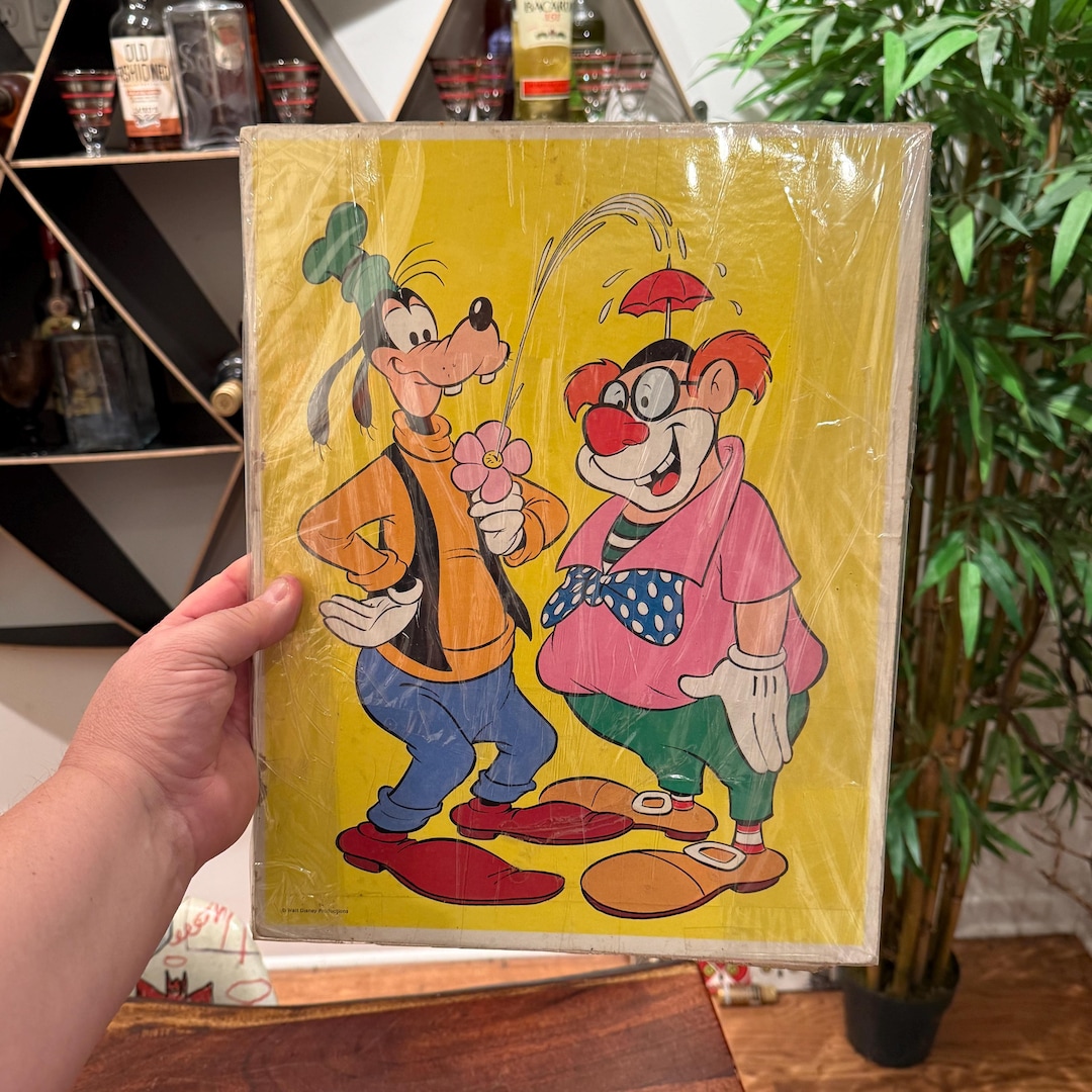Vintage C. 1955 Walt Disney Goofy & Circus Clown Pete Junior Frame Tray ...