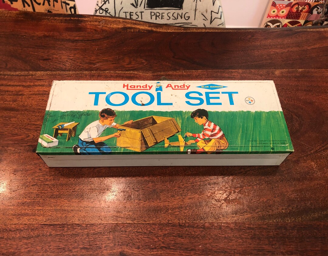 Mid Century 1960's Handy Andy Children's Tool Set Box by Blue Diamond ...