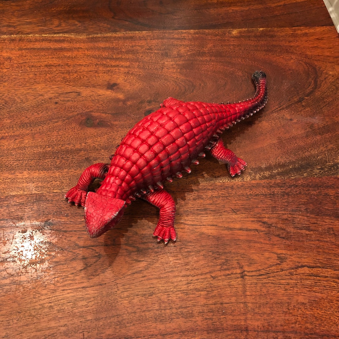 Vintage C. 1986 14 Red Ankylosaurus Dinosaur Hard Rubber Toy 1980's ...