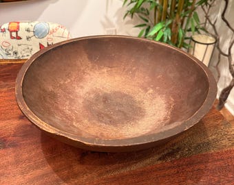 Antique Maple Turned Wood Bowl - Vintage Rustic Country Farmhouse Farm ...