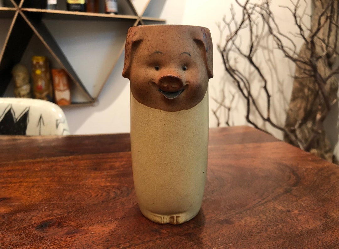 Vintage 1970's Japanese UCTCI Stoneware Pottery Pig 12 Oz. Tumbler Cup ...