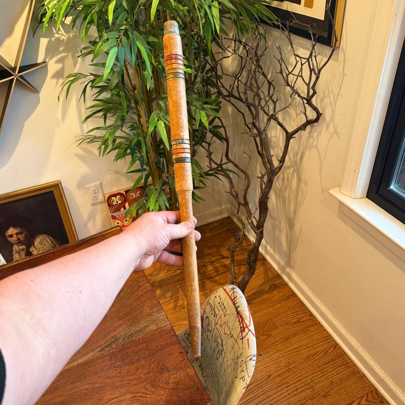 Antique Wooden Croquet Stake - Colorful Wood Art Parts - Wood Croquet ...