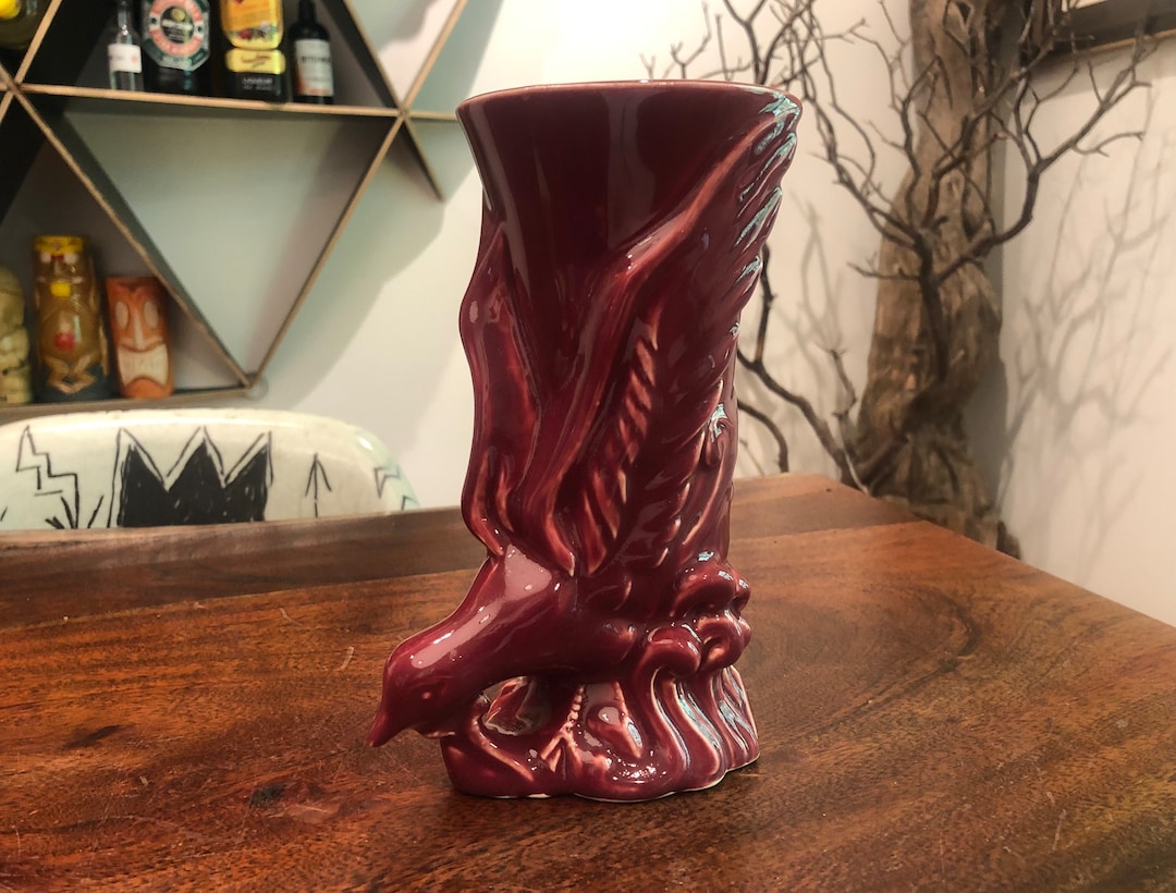 Vintage 1940's Burgundy Flying Duck Vase by Morton Pottery - Mid ...