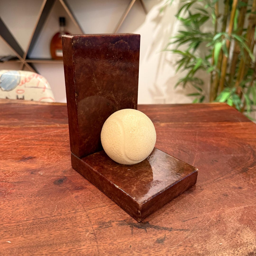 Mid Century Italian Marble Tennis Ball Bookend by HIMARK - Vintage ...