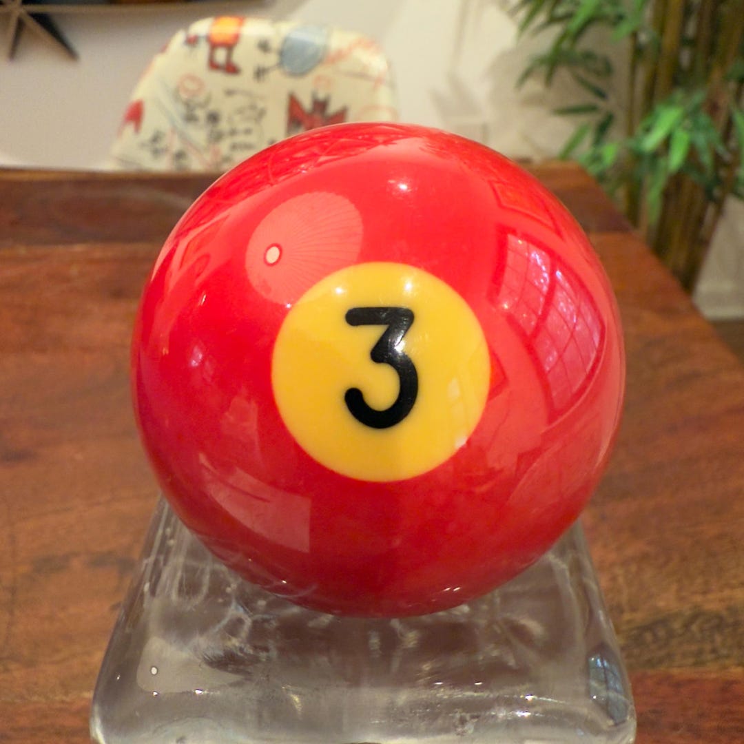 Vintage 1-7/8" Number 3 Red Pool Ball - Number 3 Billiard Ball ...