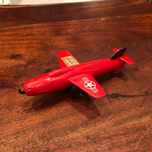 Vintage 1960's MARX 6.5" Red Plastic Friction Military Jet Toy - Doesn ...