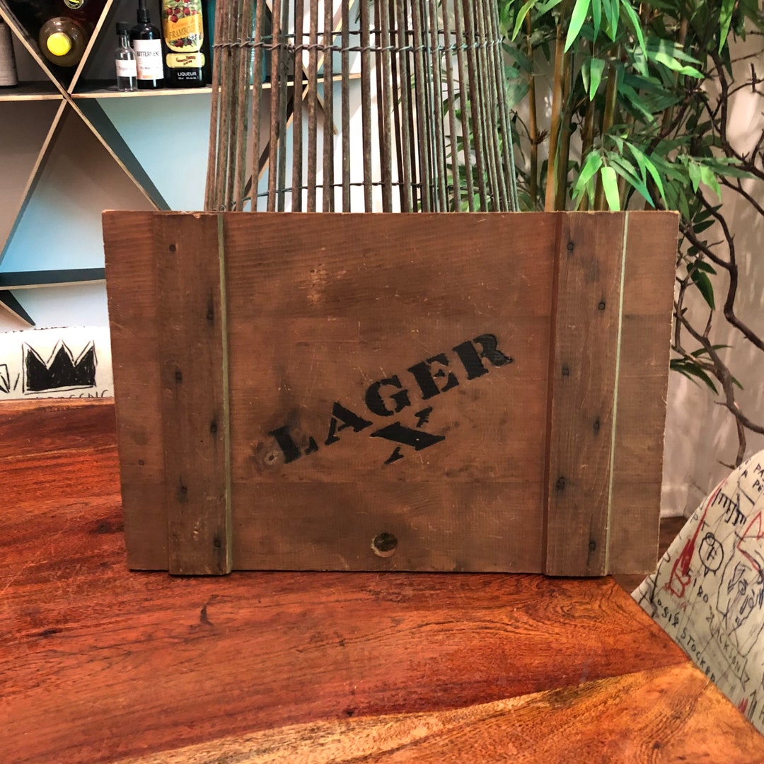 Vintage LAGER X Wooden Beer Crate Lid - Retro Bar Wall Hanging ...