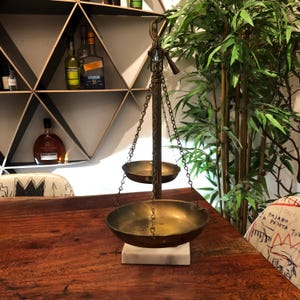 Mid Century Brass & Marble Decorative Balancing Scale With American ...