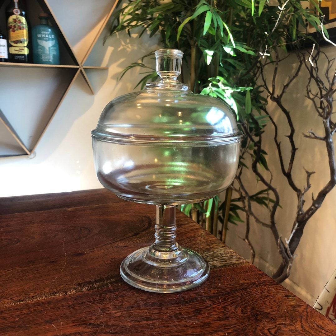 Antique 1900's Victorian Glass Compote / Pedestal Candy Dish With Lid ...