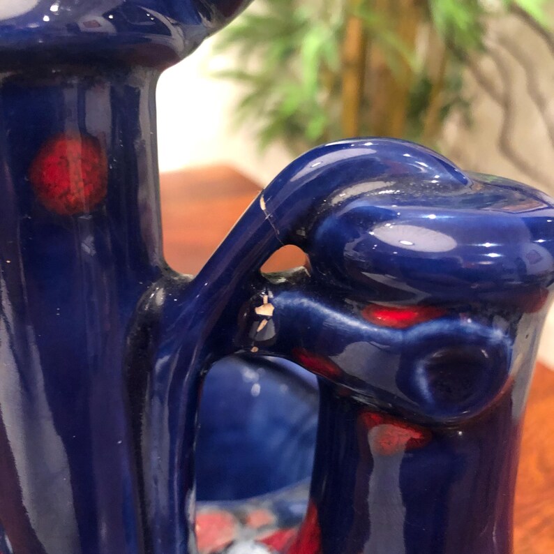 Vintage 1970's Patriotic Red White & Blue Drip Glaze Ceramic Antique ...